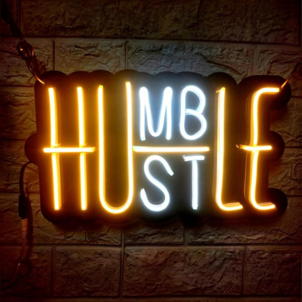 Eurotex Humble Hustle Neon Sign, Wall Decor, Neon Signs for room (14x2
