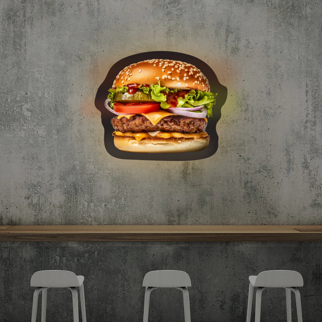 Burger Illuminated Cafe Neon Signs | Bright LED Shop Signs (18 Inch x ...