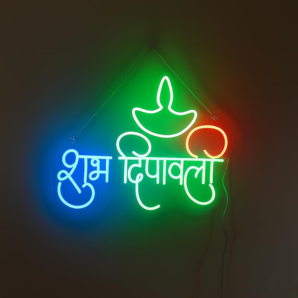 Eurotex Shubh Diwali Neon Sign, Wall Decor, Neon Signs for room (Desig