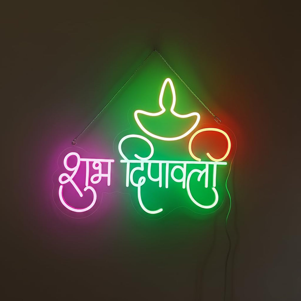 Eurotex Shubh Diwali Neon Sign, Wall Decor, Neon Signs for room (Desig